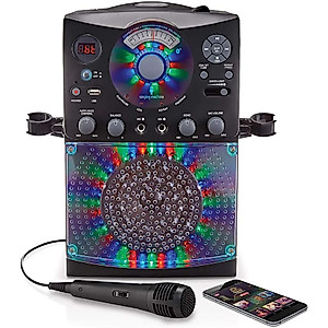 Singing Machine SML385UBK Bluetooth Karaoke System with LED Disco Lights, CD+G, USB, and Microphone, Karaoke Machine for Kids and Adults, Black [Amazon Exclusive]