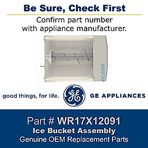 GE WR17X12091 Genuine OEM Ice Bucket Assembly (White) for GE Refrigerators
