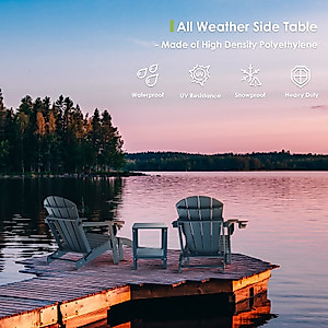 GREENVINES Adirondack-Outdoor-Side-Table | Set of 2 | 14 x 13 Inches | HDPE Plastic | All Weather | Blue | Outside End Tables | Storage Shelf | for Patio Porch Backyard Indoor