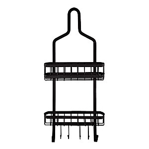 R FLORY 2 Tier Shower Caddy Over Showerhead Rustproof Shelf Rack Loofahs Showerhead Hanging Shower Shelves Full Metal Storage Bathroom Organizer Shower Accessories