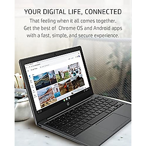 HP Chromebook 11 Laptop, MediaTek MT8183, 4 GB RAM, 64 GB eMMC, 11.6" HD Touchscreen, Chrome OS, Long Battery Life, USB-C Port, Custom-Tuned Speakers, Lightweight (11a-na0100nr, 2022, Ash Gray)
