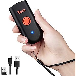 Tera Pro Wireless Barcode Scanner, Waterproof Shockproof Mini Pocket 2D Scanner, 3-in-1 Bluetooth & USB Wired & 2.4G Bar Code Reader Portable 2D QR Image Scanner Work with iOS, Windows, Android 1100D