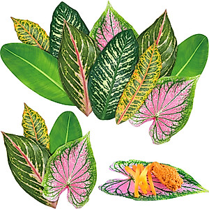 Kisston 100 Pcs Charcuterie Board Parchment Paper Tropical Leaves 8.7 Inch Paper Leaves for Cheese Board Double Sided Tropical Leaves Paper for Tropical Party Decorations Holiday Table Food Serving