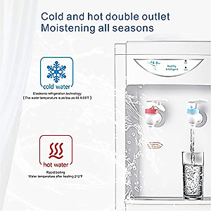Hot & Cold Water Dispenser，Water Cooler Dispenser 5 Gallon Top-Loading Water Coolers with Child Safety Lock Removable Drip Tray & Storage Cabinet for Home Office (White)