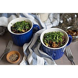 Corningware Pop-Ins 20-OzMug w/ Blue Vented Plastic Cover, Blueberry (Pack of 2)