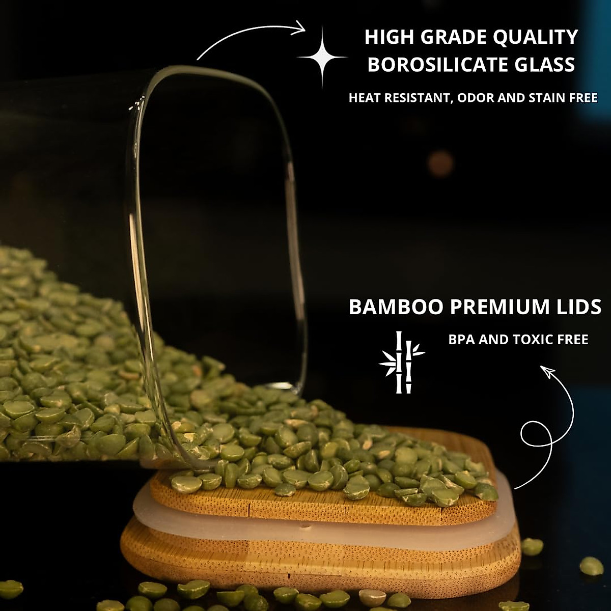 LUNI SALES - Glass Jar with Lid - Airtight Food Storage Containers - Glass Canisters - Kitchen Storage Containers - Glass Food Storage Containers with Lids - Food Storage Jars - Set of 4