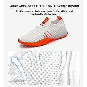 mitvr Womens Colorful Sneakers Fashion Sports Shoes Breathable Casual Walking Shoes,White Orange,41EU=9.5 M US Women