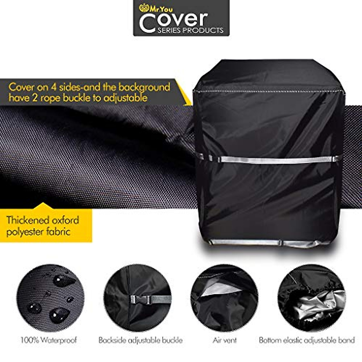 Universal Generator Cover fit for Most Generators 5500-15000 Watt - 28x38x30 inch(Black)
