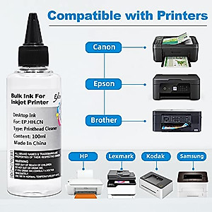 EXCERCUS Printhead Cleaning Kit Compatible for Brother Epson HP Canon Nozzle Inkjet EcoTank Officejet Deskjet Pixma Printers-Liquid Printers Head Cleaning Suit Solution 100ml, 5ml Premium Syringe