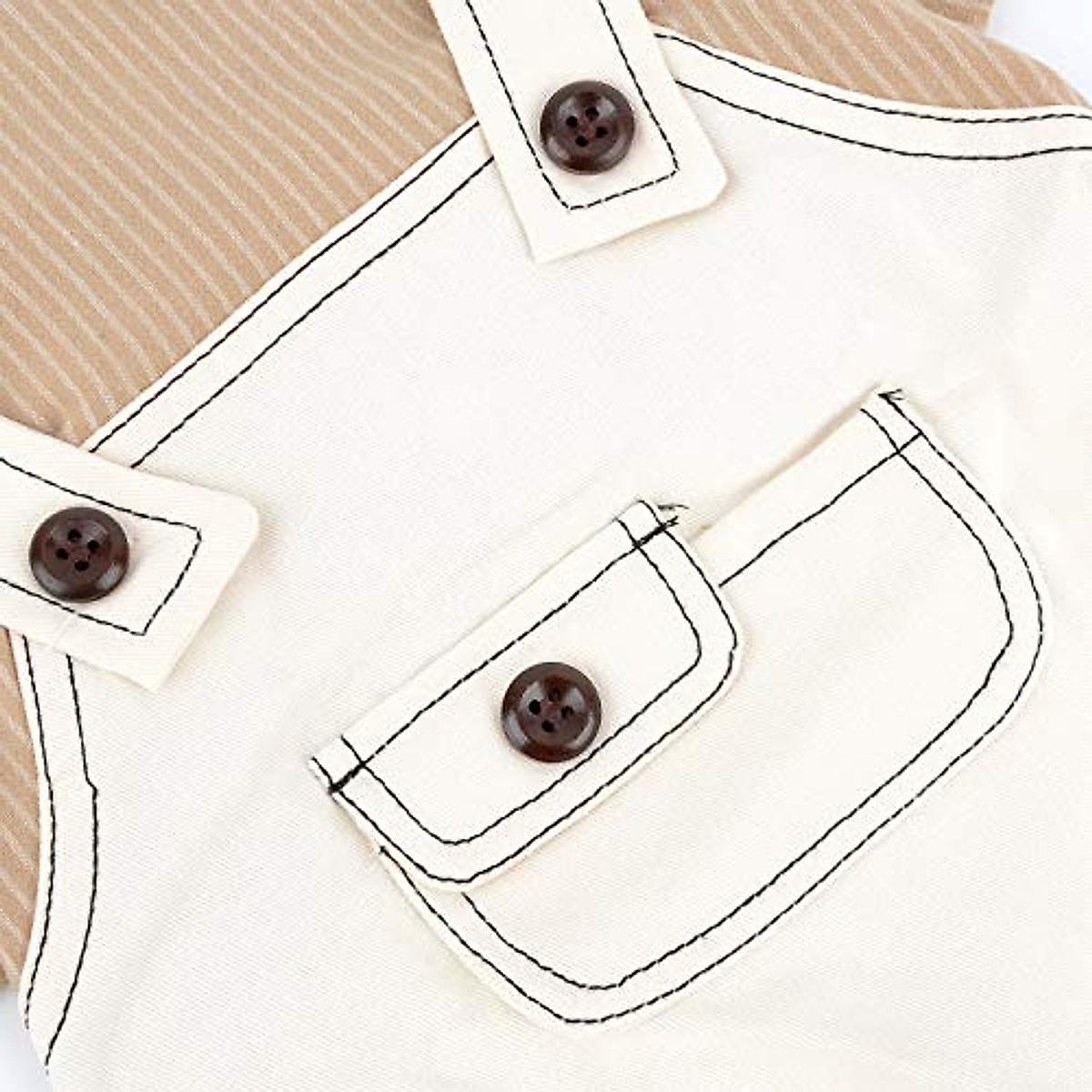 SELMAI Dog Outfits for Small Dogs Boy Summer Striped Shirts with Pants Jumpsuits One Piece Apparel for Cats Puppies Chihuahua Clothes Adorable Overalls for Medium Pets 4 Legs Spring Autumn Brown M