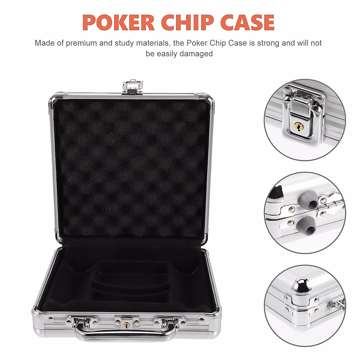 Yardwe Club Poker Chip Holder Poker Chip Case Empty Aluminum 300 Poker Chip Carrier Large Capacity Poker Cards Holder Storage Case Poker Chips