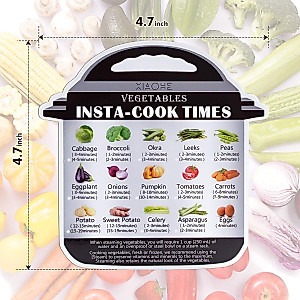 4 Pack Magnetic Cheat Sheet Compatible with Instant Pot Electric Pressure Cooker Accessories Food Images Magnet Cooking Times Quick Reference Guide for 60 Common Prep Functions