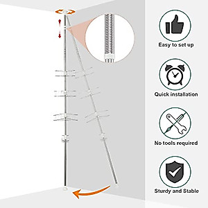 shower caddy corner organizer for bathroom,caddy shelves cirner storage bathtub shampoo holder rack with rustproof stainless tension pole 4-tier adjustable stand on floor 100-130 inches height