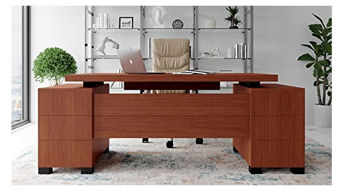 Modern Ford Executive Desk with Filing Cabinets - Light Wood | Zuri ...