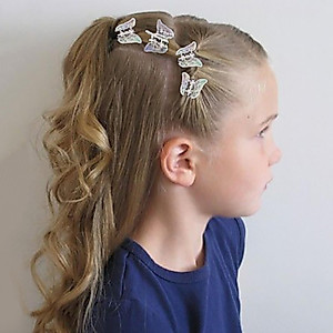 Paderison 10Pcs Mini Butterfly Hair Clips Small Hair Clips for Girls Colorful Side Bangs Clips Braided Sweet Barrettes for Kid Tiny Cute Metal Claw Clips Hair Accessories for Women(White)