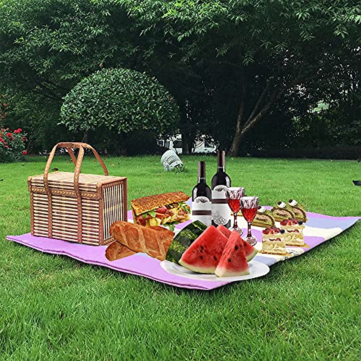 Picnic Basket for 2 with lid Handle,Picnic Baskets Empty for Gifts Cheap-Foldable