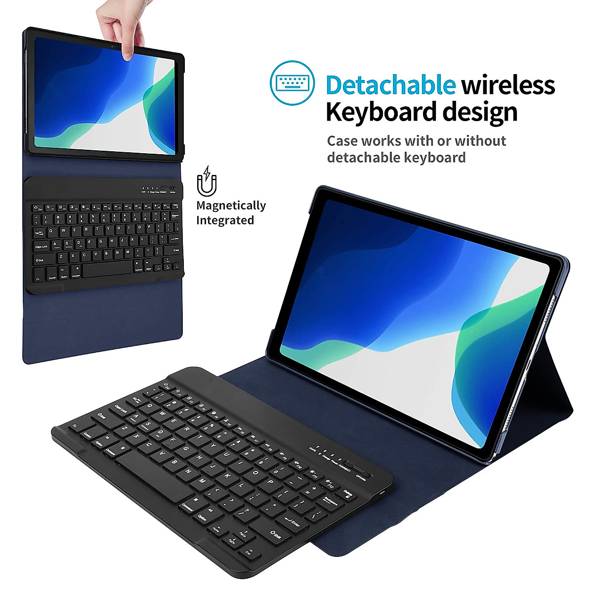 Keyboard Case for Samsung Galaxy Tab A7 10.4'' 2020 Model (SM-T500/T505/T507), Slim Lightweight Stand Cover - Magnetically Detachable Bluetooth Keyboard, Auto Sleep/Wake Function, Dark Blue