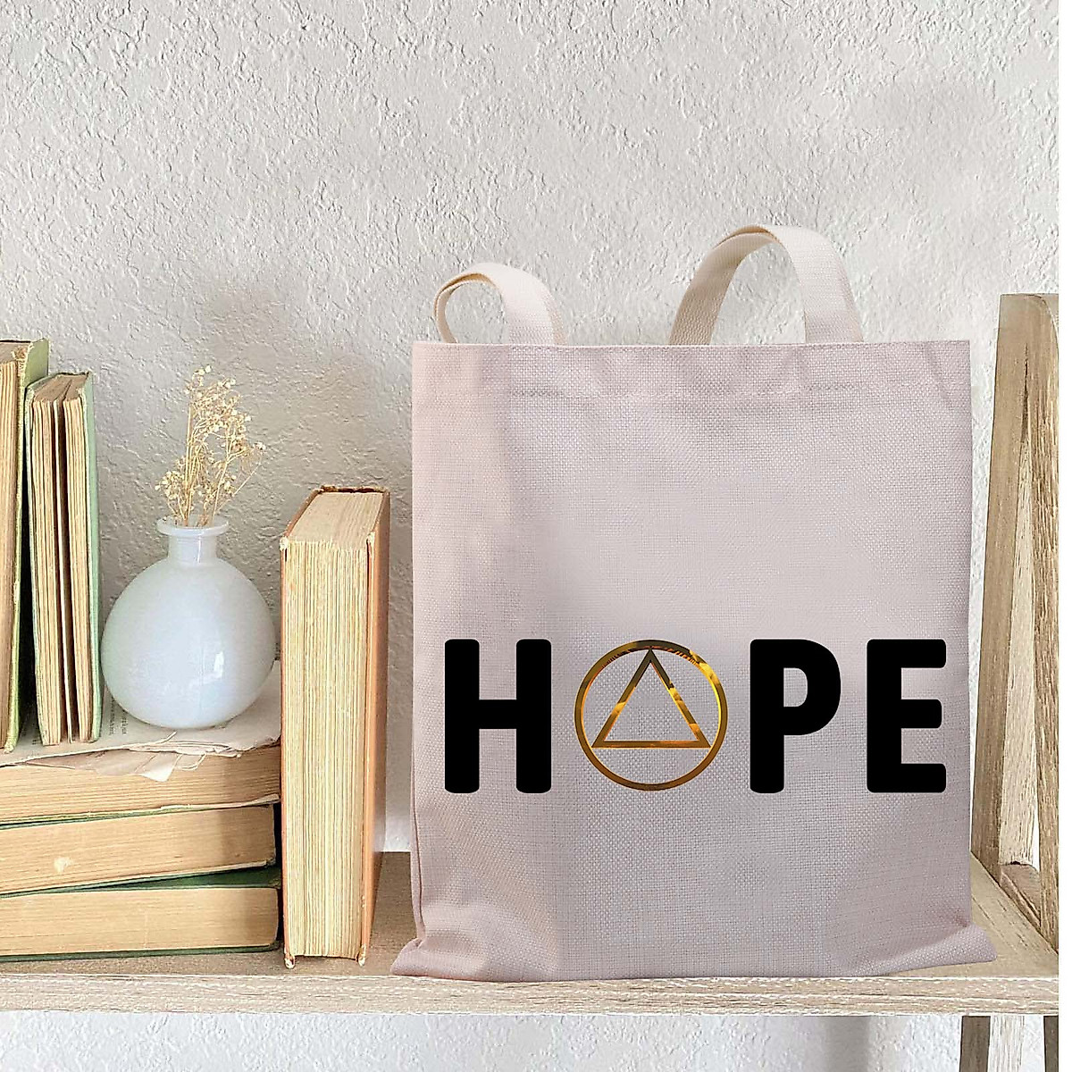 BDPWSS Sobriety Tote Bag Sobriety Addiction Gift AA Alcohol Anonymous Recovery Gift 12 Step Hope Canvas Shoulder Bag (Sobriety hope TG)