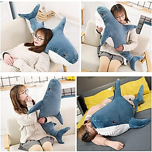 XIGUI 40 Inch Shark Stuffed Animal Toy,Large Stuffed Animals,Plush Shark Toys,Stuffed Animal Sharks,Shark Plush Pillow StuffedToy Throw Pillow,for Home Decoration Gift,Kids Stuffed Animal Toy (Blue)