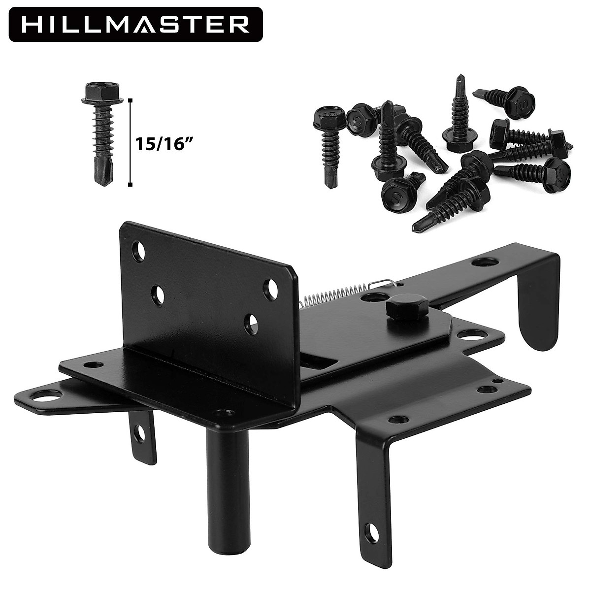 HILLMASTER Heavy Duty Self-Locking Gate Latch for Wooden Fence, Post Mount Automatic Gate Lock Gravity Door Latch Hardware for Secure Pool, Outdoor Garden, Metal Gates Vinyl Fence, Black Finish