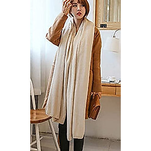 Wander Agio Womens Warm Long Shawl Winter Blanket Large Scarf Pure Color Beige 1
