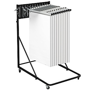 Thyle Mobile Blueprint Storage Black Vertical Poster Display Rack Heavy Duty Plan Holder with 12 Brackets Height Length Adjustable Rolling Stand Wheel File Organizer Stand for Office Home School