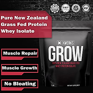 Xwerks Grow: Whey Protein Isolate Powder - Keto-Friendly - Soy & Gluten-Free - Nutrition Muscle Shake - 25g - 30 Servings for Optimum Strength Fitness - Easy-Digesting - Grass-Fed - Vanilla Flavor