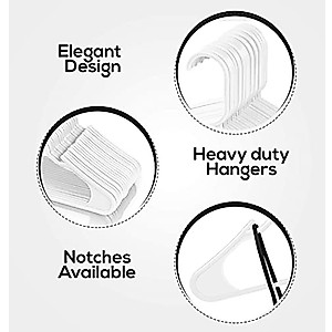 Utopia Home Plastic Hangers 100 Pack - Hangers 50 Pack with Shoulder Grooves & Hangers 50 Pack with Hooks - White Clothes Hangers