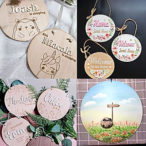 10PCS 14Inch Cutouts Blank Round Wood Slice Wood Circles for Crafts, Unfinished Wooden Slices Blank Round Wooden Circles, Wood Circles for Painting, DIY Door Hanger, Home, Party, Decor 0.1 Inch Thick