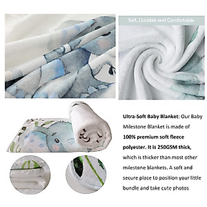 Baby Milestone Blanket, 60"x40", Baby Month Blanket for Unisex Babys, First Year Calendar Monthly Growth Chart, (Light Gray Elephant)