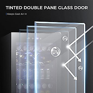 Kismile 4.5 Cu.ft Beverage Refrigerator and Cooler, 145 Can Mini Fridge Glass Door w/Digital Temperature Display for Soda, Beer or Wine, Small Drink Dispenser Cooler for Home, Office or Bar