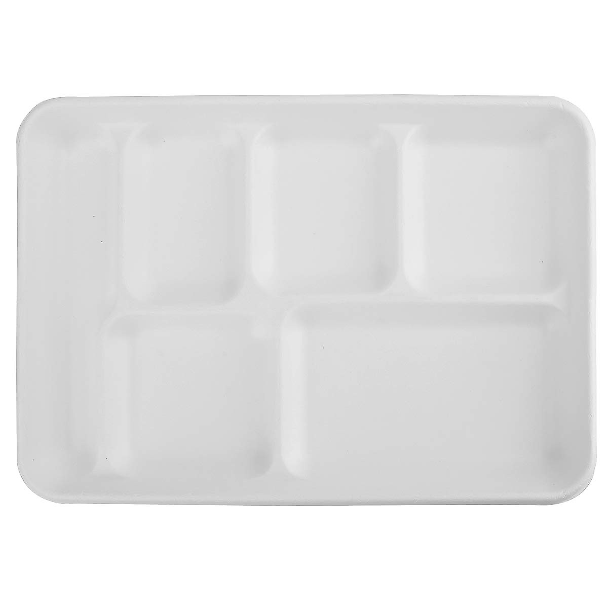 Bekith 60 Pack 6-Compartment Disposable Paper Plate, 100% Compostable Bagasse School Lunch Tray, Heavy-Duty Sectional Plates Eco-Friendly Made of Sugar Cane Fibers
