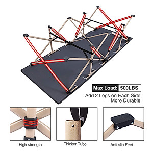 REDCAMP Oversized Folding Camping Cots for Adults 500lbs, Double Layer Oxford Strong Heavy Duty Extra Wide & Large Sleeping Cots，Dark Grey 2-Pack