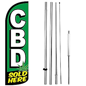 CBD Sold HERE Windless Swooper Flag Kit 15' Feather Banner Sign gq-h