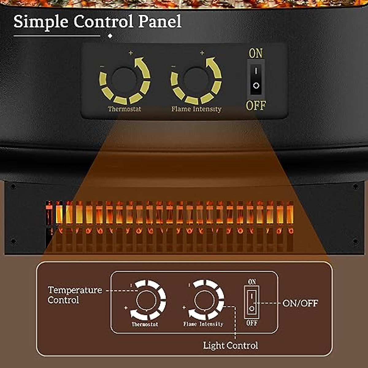 ZIONHEAT Infrared Heating Electric Fireplace Stove, Freestanding Fireplace Heater, Adjustable Brightness and Heating, Overheating Protection System, 1000w/1500w