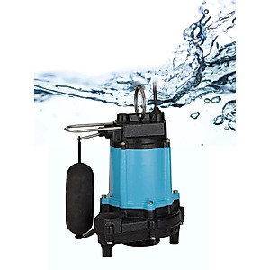 Little Giant 10EC-CIA-SFS 115-Volt, 1/2 HP, 4020 GPH Automatic Cast Iron Sump/Effluent Pump with polypropylene base, integrated snap-action float switch and 10-ft. cord, Blue, 510803