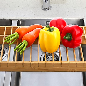 Lawei 2 Pack Over The Sink Dish Drying Rack, Bamboo Dish Rack Plate Stand Pot Lid Holder Kitchen Cabinet Organizer for Bowl, Cup, Cutting Board and More