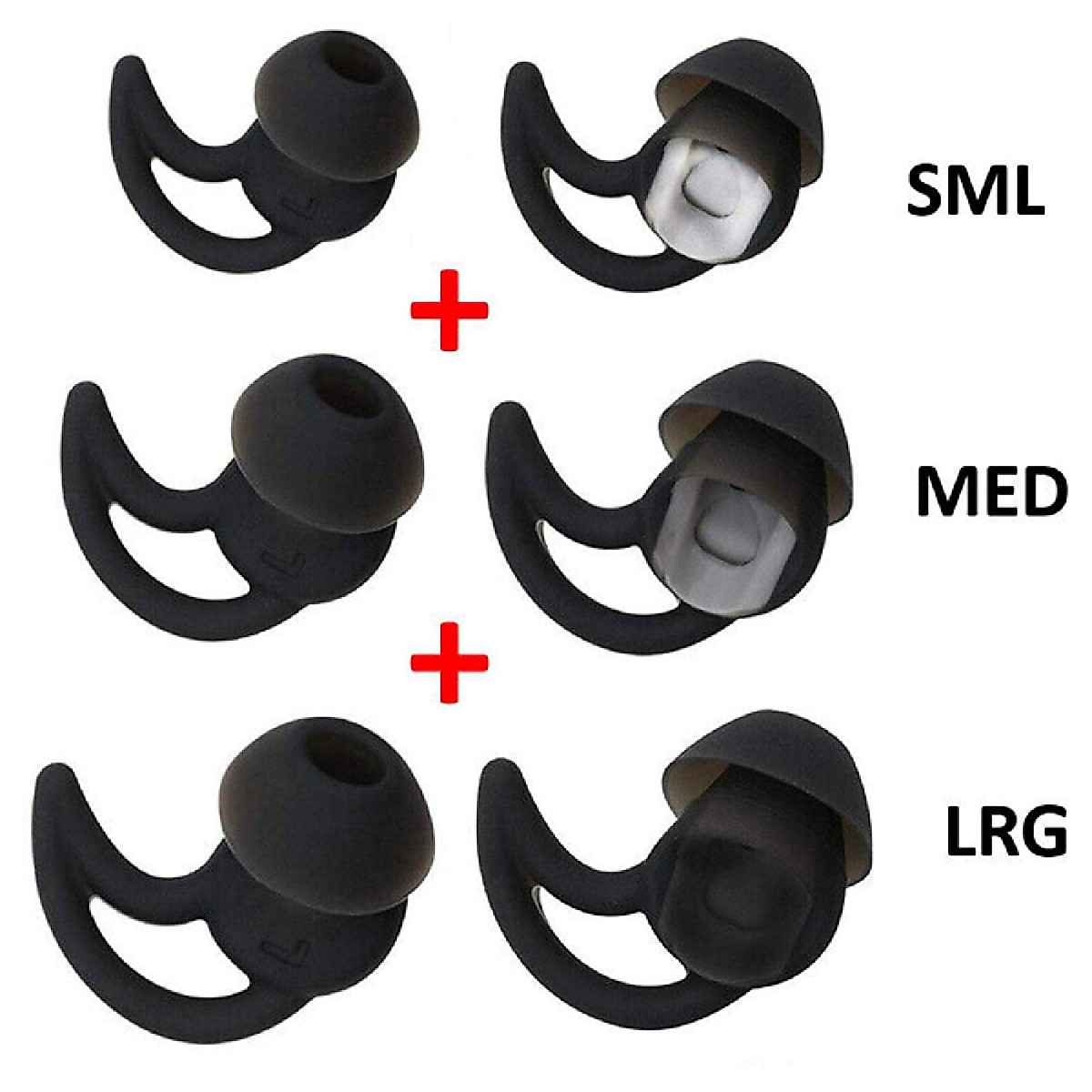 TECKEEN Soft Large/Medium/Small Size Earbuds for Bose QC30/QC20/QC20i/SoundSport SIE2i IE2 IE3