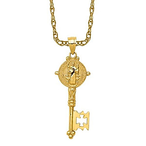 IceCarats 14K Yellow Gold San Benito 2 Sided Key Necklace Charm Pendant Only