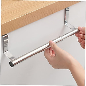 FELTECHELECTR Telescopic Towel Rack Cabinet Door Towel Holder Household Towel Rack Towel Single Bars Kitchen Towel Shelf Over Cabinet Towel Bar Metal Towel Bar Storage Stainless Steel Cupboard