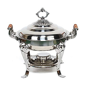 Shabu-Shabu Chafing Dish Stainless Steel Round Hot Pot Food Warmers Food Trays for Party Buffet Soup Pot Cookware with Alcohol Stove