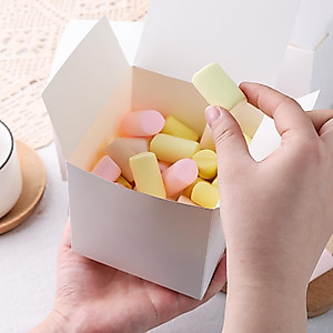 Shindel 50PCS Small Gift Boxes, 4x4x4 Inch White Gift Boxes with Lids Candy Treat Boxes Favor Boxes Candle Boxes for Birthday Bridal Shower Wedding