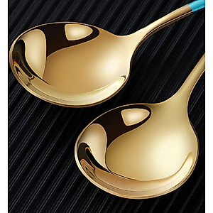 Spoons Silverware Dessert Spoon Stainless Steel Soup Spoon Soup Spoon Household Eating Spoon Coffee Stirring Spoon Spoon Two Pieces Spoon Set (Color : B)