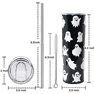 Halloween Tumbler Ghost Cup Halloween Gifts for Women Ghost Tumbler with Lids and Straw 20OZ Travel coffee Mugs insulated stainless steel Gothic Tumbler Unique Birthday Gift for Kids