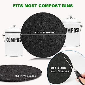 Charcoal Filters for Kitchen Compost Bin, 6 Pack Filters for Compost Pails Countertop Bin Replacement, Activated Charcoal Home Bucket Refill Sets, Round 6.7 Inch