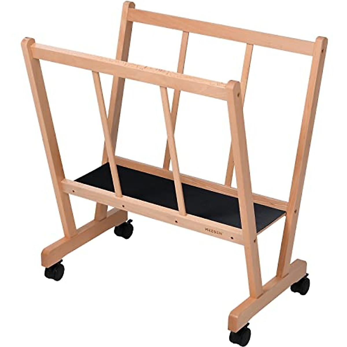 MEEDEN Wood Large Print Rack with Castors, Artist Storage and Display Rack, Premium Drying Rack, Storage for Canvas, Prints, Panels, Posters, Holds Artworks Up to 47", Natural