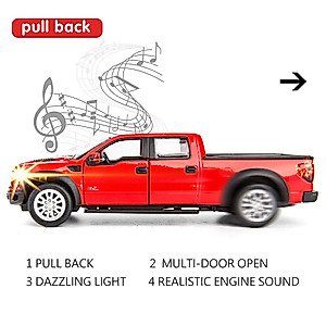 TGRCM-CZ 1/32 Scale F150 Pickup Truck Casting Car Model, Zinc Alloy Toy Car for Kids, Pull Back Vehicles Toy Car for Toddlers Kids Boys Girls (Red)