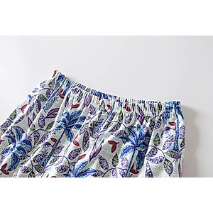 YIJIU Women's Pajama Set Short Sleeve Top with Leaf Print Capri Pants Sleepwear 2 Piece Pjs Sets,Purple,XX-Large