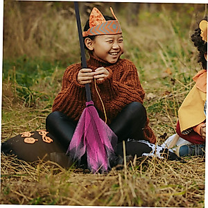 NOLITOY 2pcs Halloween Witches Broom, Broomstick Costume Props Dress Up for Halloween Cosplay Party Supplies (Random Color)