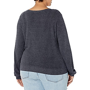 Wildfox Women's Deep V-Neck Baggy Beach Sweatshirt, Clean Black, Small